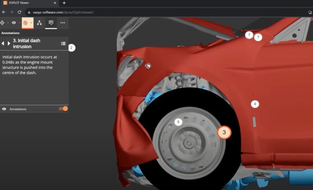 Annotations in D3PLOT Viewer - Oasys LS-DYNA Environment